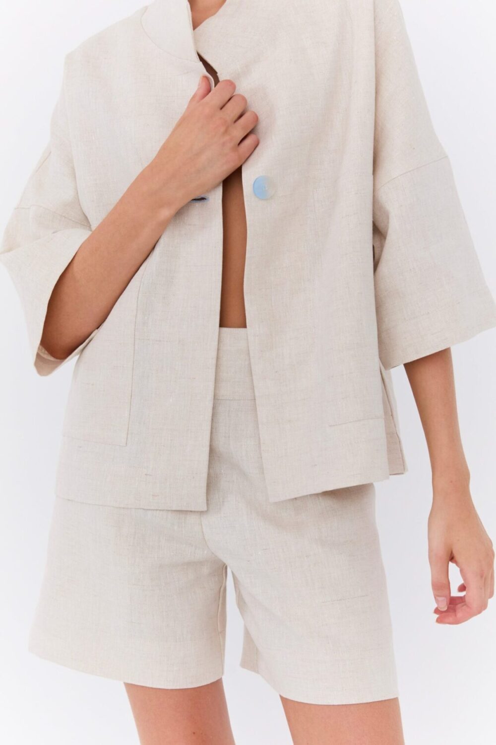 EDER BY ANNA Audrey Jacket In Oat Linen - Thyme Clothing