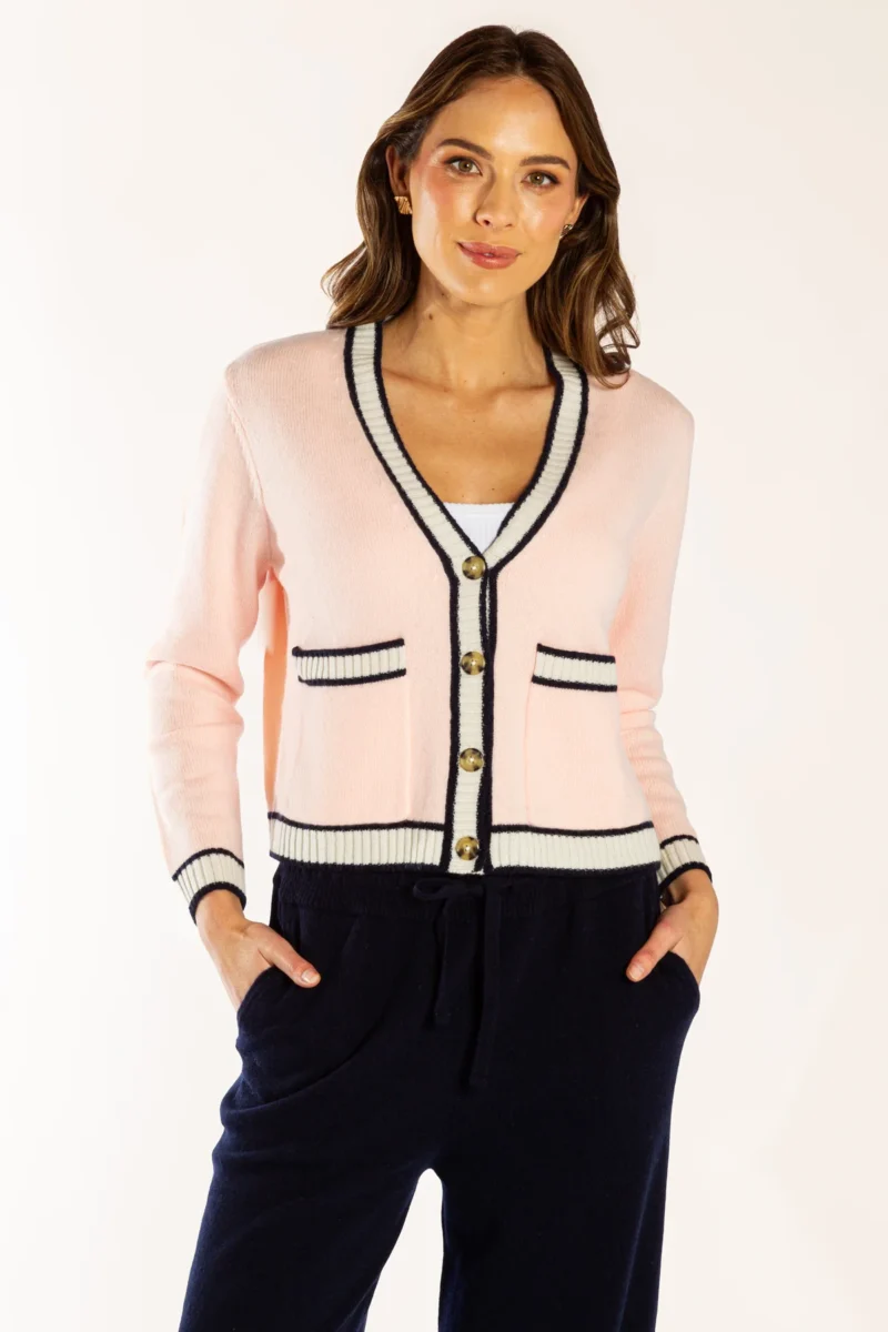 Bow & Arrow Merino Cashmere Blend Cardigan Baby Pink - Thyme Clothing